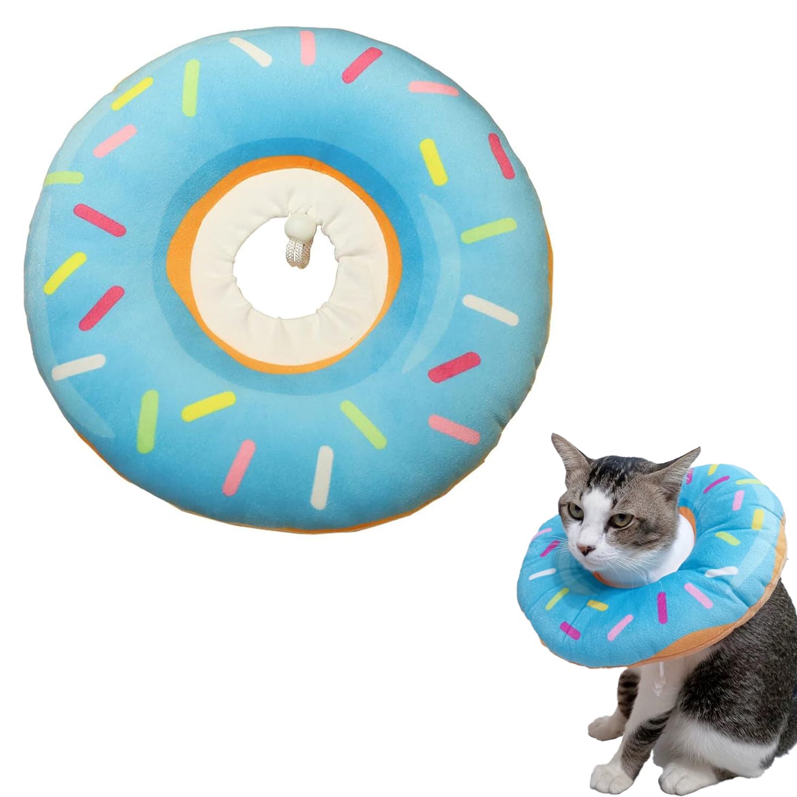 ZHUOKECE Cat Cone Collar Soft, Cute Cat Donut Cat Recovery Collar Adjustable Elizabethan Collar for Wound Healing, Comfortable Lightweight Neck Cone for Kitten Dog (Brown, S)