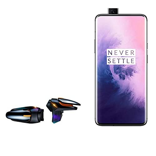 BoxWave Gaming Gear Compatible with OnePlus 7T Pro - Touchscreen QuickTrigger Auto, Trigger Buttons Autofire Gaming Mobile FPS - Jet Black