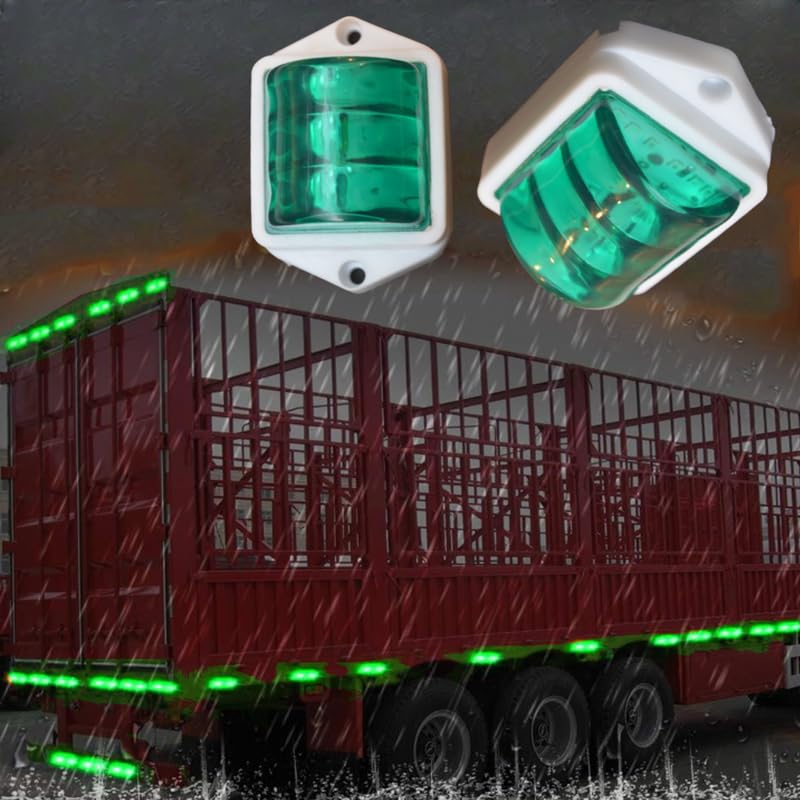 APSMOTIV 4Pc Trailer RV Marker LED Light Clearance Light Green, 2x2 Inch LED Bubble 12V Side Marker Light for Trucks - Universal Side Marker Light