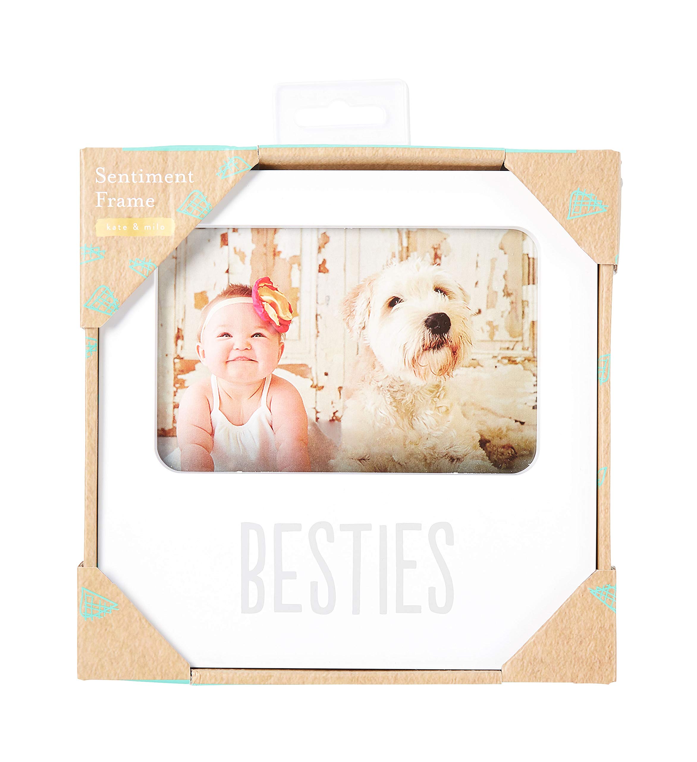 Kate & Milo Besties Keepsake Photo Frame, Best Friends Keepsake Baby and Pet Frame, Gender-Neutral Nursery Décor, Baby Accessory for New and Expecting Parents, White