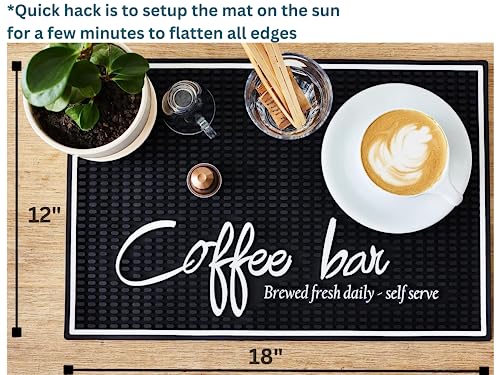 Elevate Your Coffee Game with the Ultimate Coffee Bar Mat for Countertop - Spill-Proof, Large 18 x 12" - Protect Your Countertop with our Durable Rubber Coffee Mat  - Perfect Coffee Station Accessory