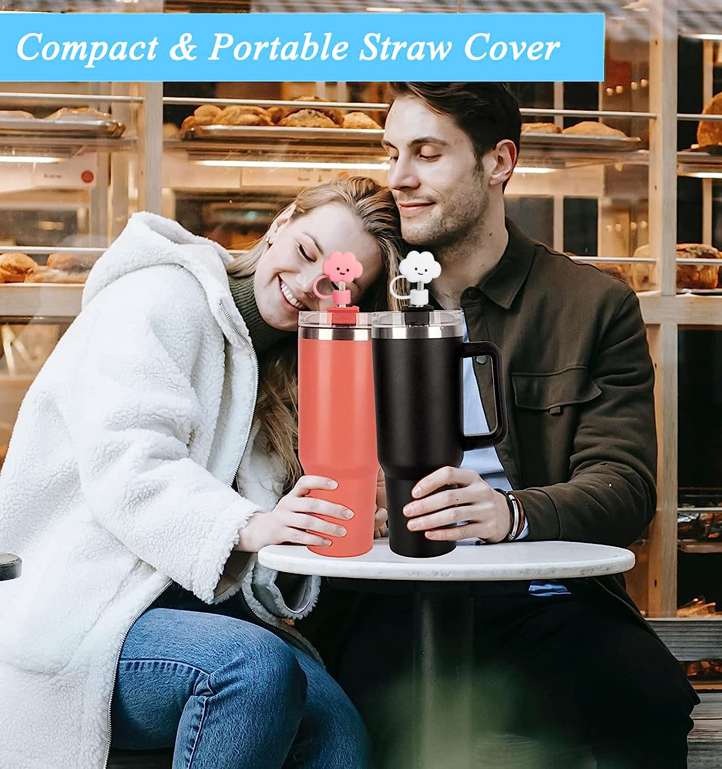 7Pcs 10mm Straw Covers Cap Toppers Compatible with Stanley 30&40 Oz Tumbler with Handle, Reusable Silicone Straw Tips Lids Protectors for Stanley Cups Straws Accessories