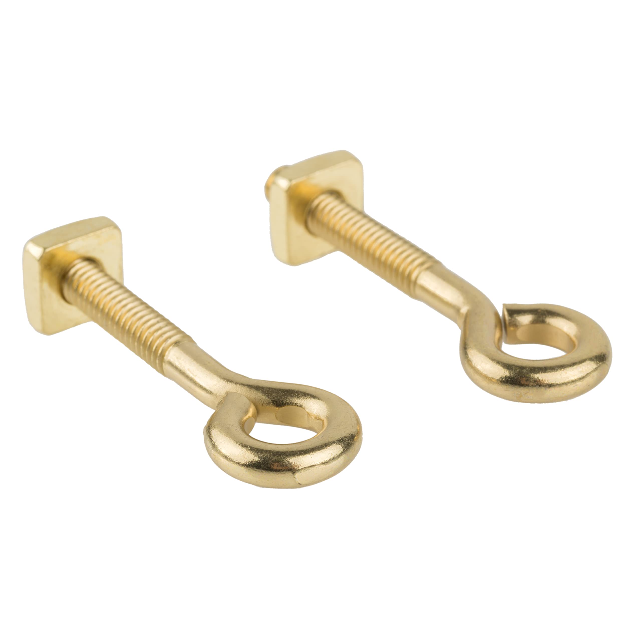 Plain Brass Eye Bolts with Nuts for Bail Pull Mounting - Pack of 2 - Screw Eye Hook - Antique Eyelet Screw | FB1-SB