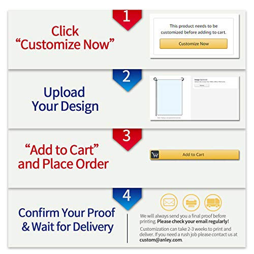Anley Double Sided Custom Garden Flag 18 x 12.5 In with Flag Stand - Print Your Own Logo/Design/Words - Weather Proof & Double Stitched - Customized Garden Flags Banners (Flagpole Included)