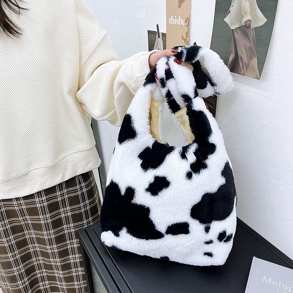 Aktudy Lar ity P Shoulr Bag, Cow Pattern Hobo Bag, Women Girl nter P Tote s