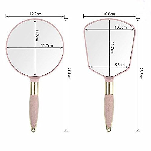 XPXKJ Handheld Mirror with Handle, for Vanity Makeup Home Salon Travel Use (Pink, Square)