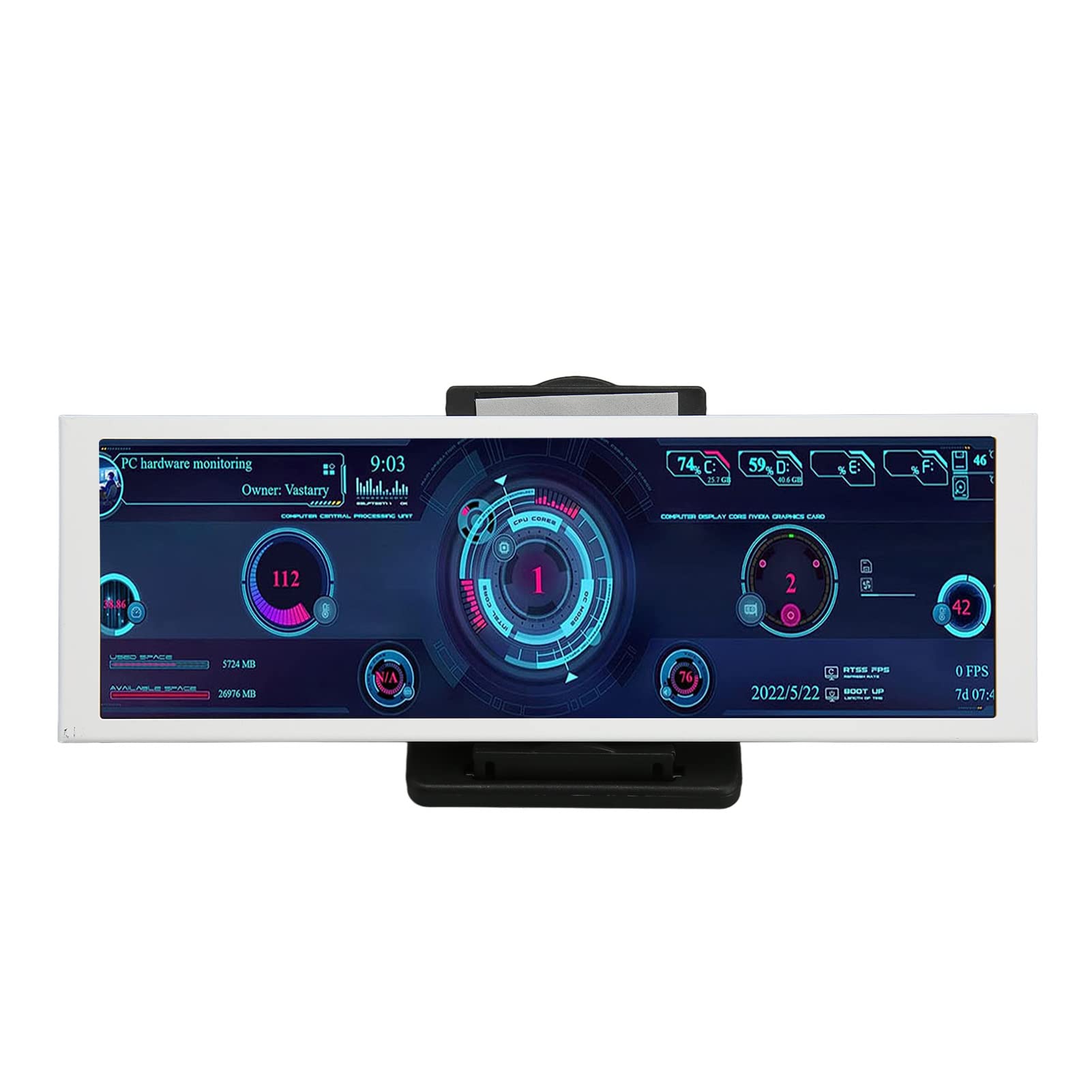 7.9 Inch CPU Hardware Temperature Monitor External Expansion Display, IPS CPU GPU SSD Data Temperature Monitor Panel for PC ARGB Computer Case Secondary Screen