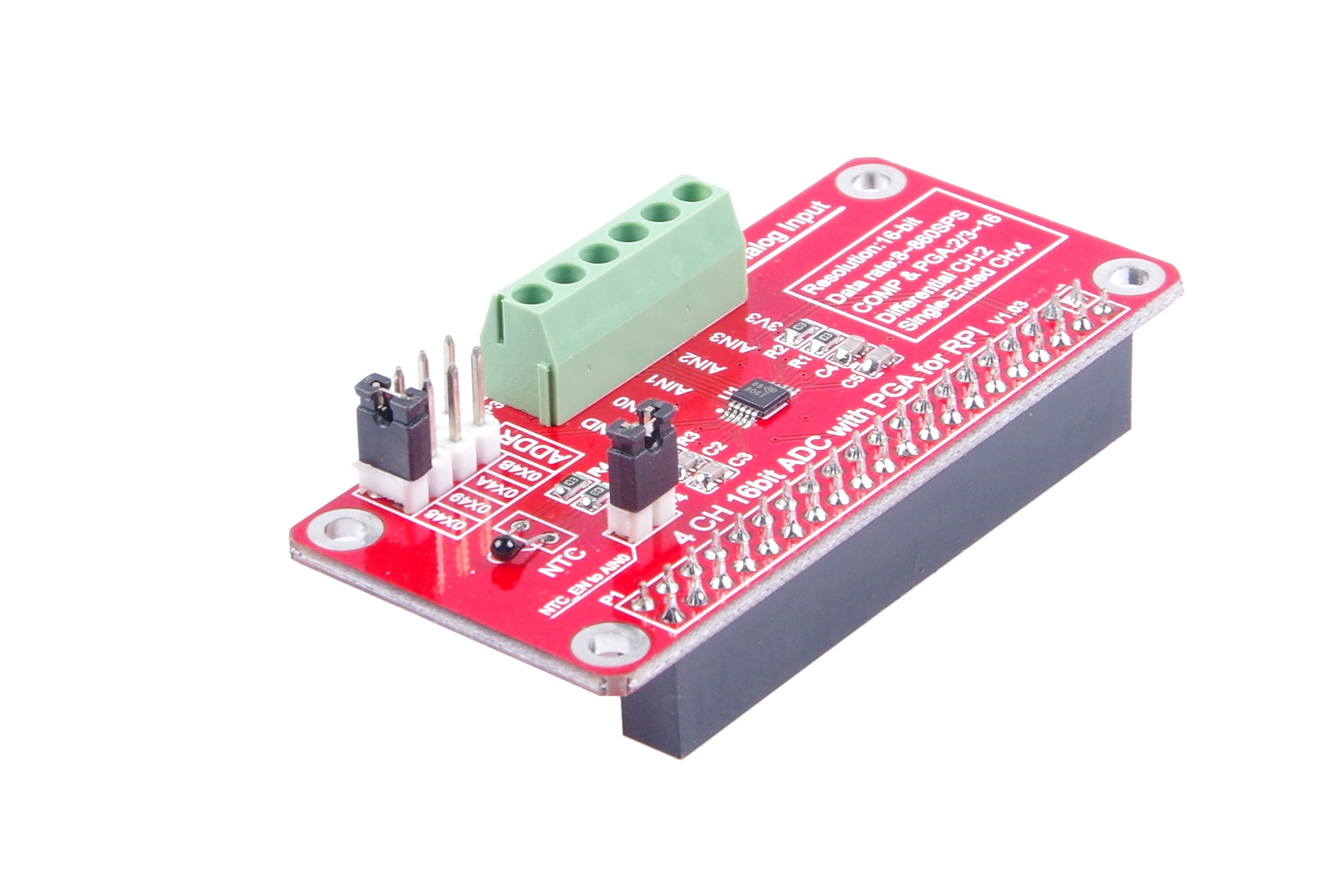 KNACRO 4-Channel 16Bit ADC with PGA for RPI Raspberry PI 16 Bits I2C ADS1115 Module ADC 4 Channel for Raspberry Pi 3/2 Model B/B+