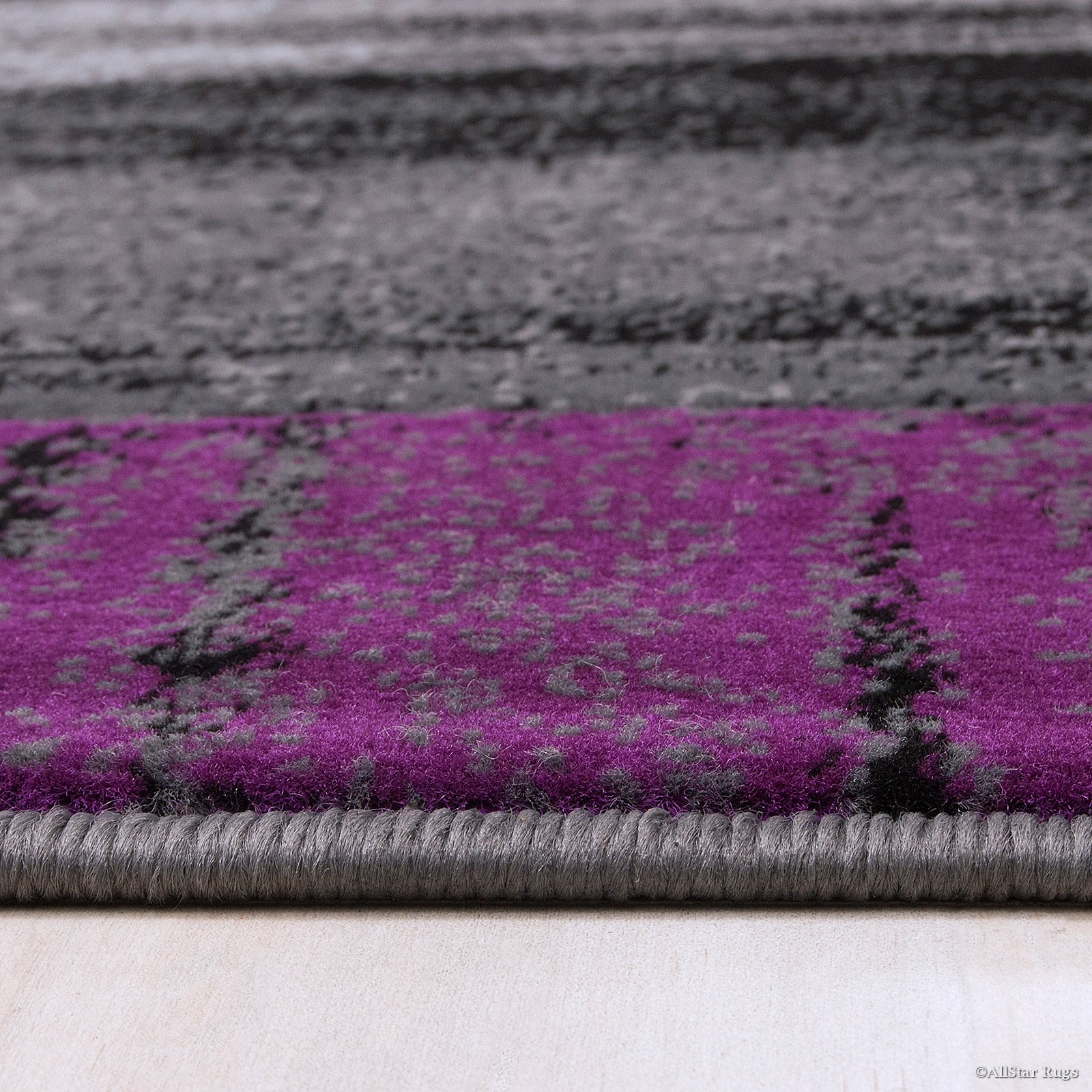 Allstar 8x10 Grey and Purple Modern and Contemporary Rectangular Accent Rug with Gainboro Grey and Charcoal Grey Abstract Bidirectional Brush Stroke Design (7' 9" x 9' 8")