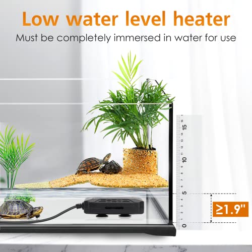 AQQA Aquarium Submersible Heater for Fish Tank,LED Temperature Display and Built-in Thermometer,External Controller Temperature Control Range 59℉-93℉,Safety Control Protects 25W