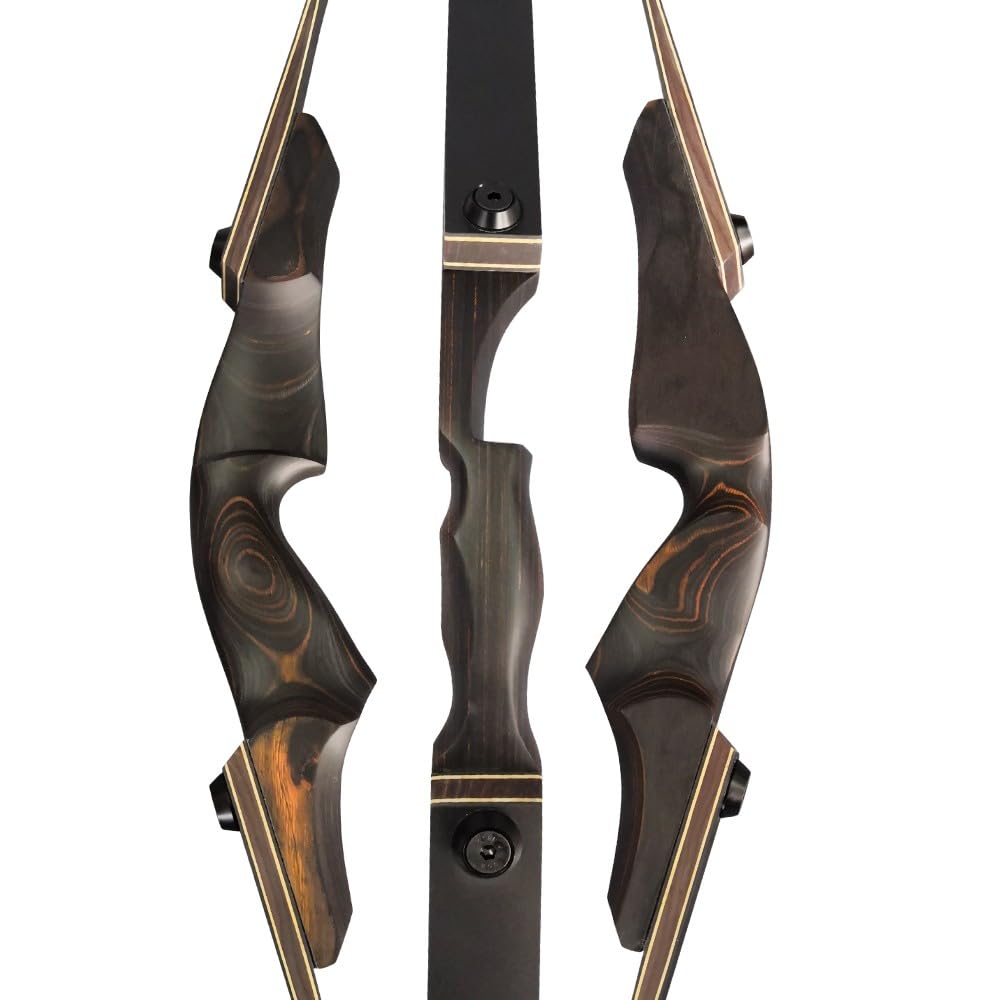 60" Black Hunter Takedown Recurve Bow 20-60 Lbs Traditional Wood Right Handed Bow American Hunting Longbow for Hunting Target Practice (Black Brown, 35 Lbs)