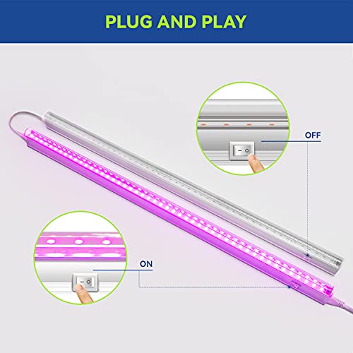 Monios-L [6-Pack] LED Grow Light Strips for Plants 2FT, 60W (6 x 10W) t5 High Output Integrated Fixture Extendable 24 Inches Grow Lights for Greenhouse, Plant Grow Shelf, Easy Installation