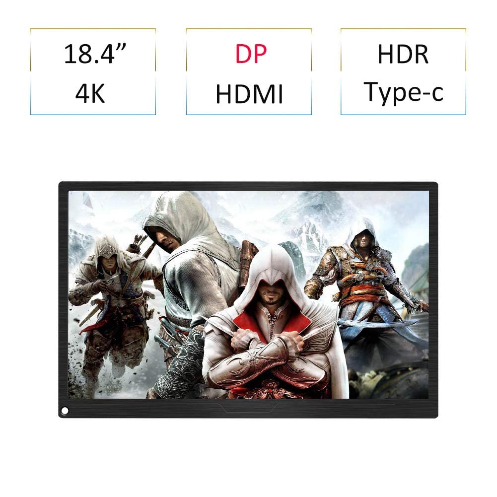 HFSECURITY 18.4" PD HDMI 4K Monitor Support for TNT Huawei EMUI Sansumg DEX Smart Phone HDR Gaming Display for PS4 Xbox Switch Ns PC Laptop