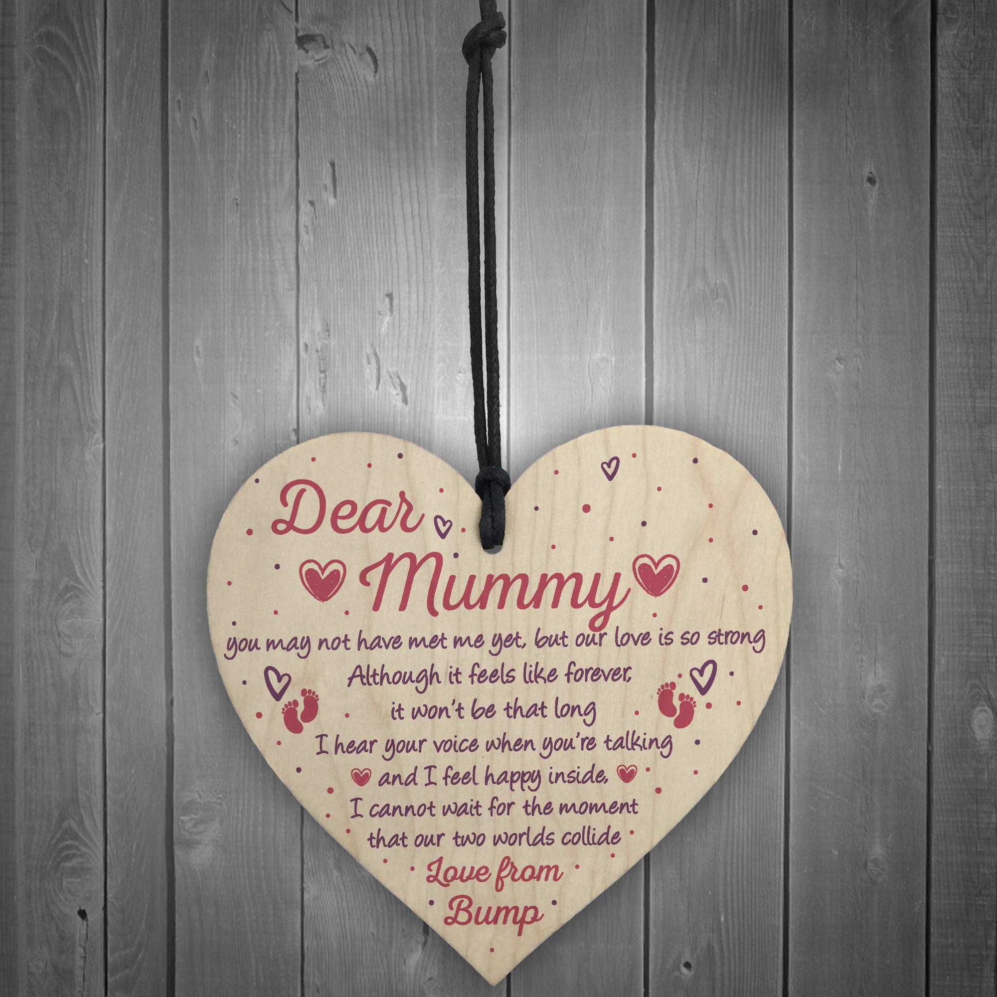 XLD Store Mummy to Be Gifts from Bump Baby Shower Baby Girl Boy Present Wooden Heart Keepsake