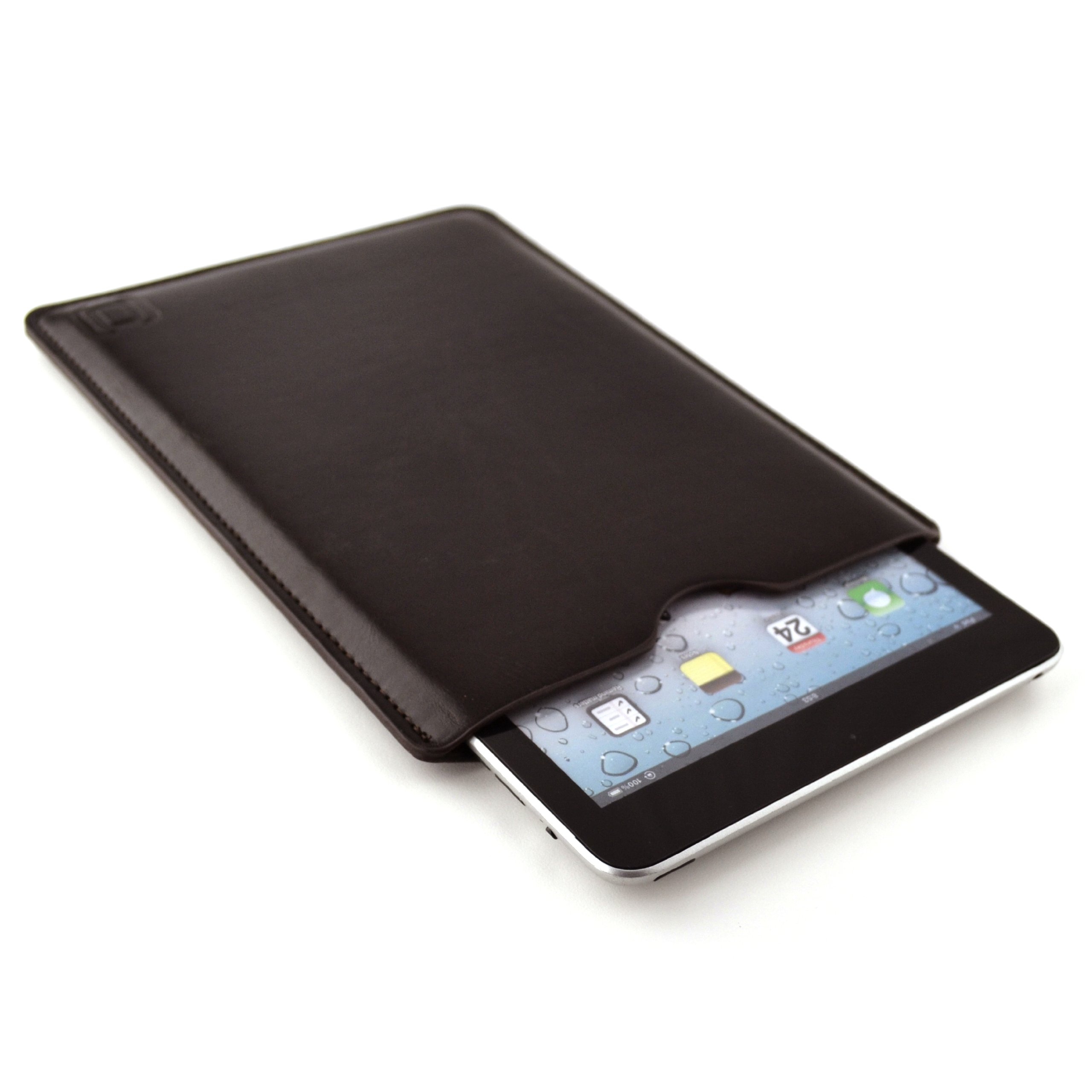 Dockem Executive Sleeve for iPad Mini 6, 5, 4, 3, 2, 1: Premium Synthetic Leather Tablet Case: Slim, Microfiber Lined, Professional, Protective Cover (Dark Brown)