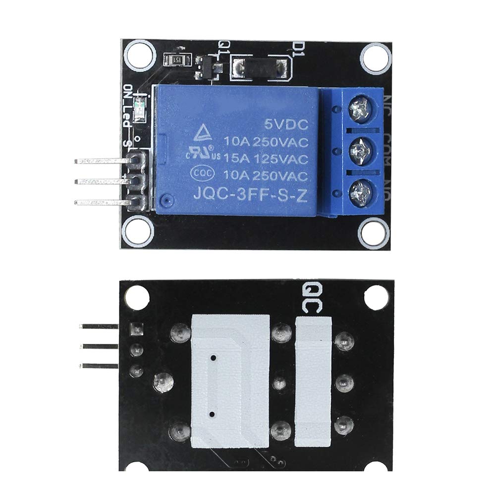 KeeYees 5pcs 1 Channel 5V Relay Module Board Shield KY-019 LED Indicator for Arduino + 3pcs 20CM 10Pin Female Male Jumper Wires