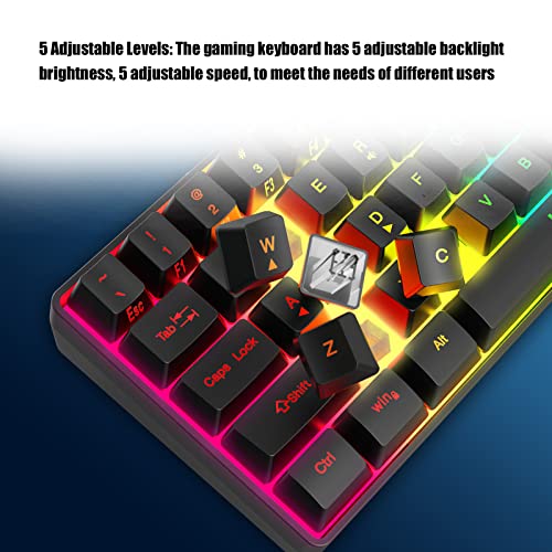 Acogedor Gaming Keyboard, 61 Keys USB Wired RGB Breathe Lighting Mechanical Keyboard for Win XP/Vista/7/8 32/64bit, for Win 8 Pro, FN Combination Shortcut Keys