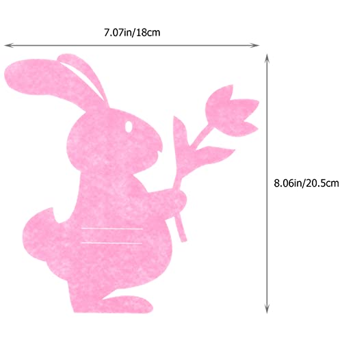 ABOOFAN 8pcs Easter Bunny Utensil Cutlery Holder Pouch Bags Rabbit Silverware Sleeve Fork Spoon Pocket Easter Table Decoration for Holiday Spring Easter Party Favor Pink