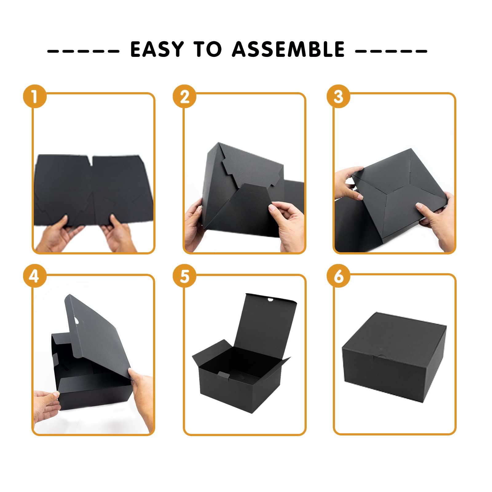 opaprain 10 Pack of 8x8x4 inch Black Gift Box with Lid, Recyclable Paper Suitable for Wedding, Festivals, Gifts, Graduation, Birthday