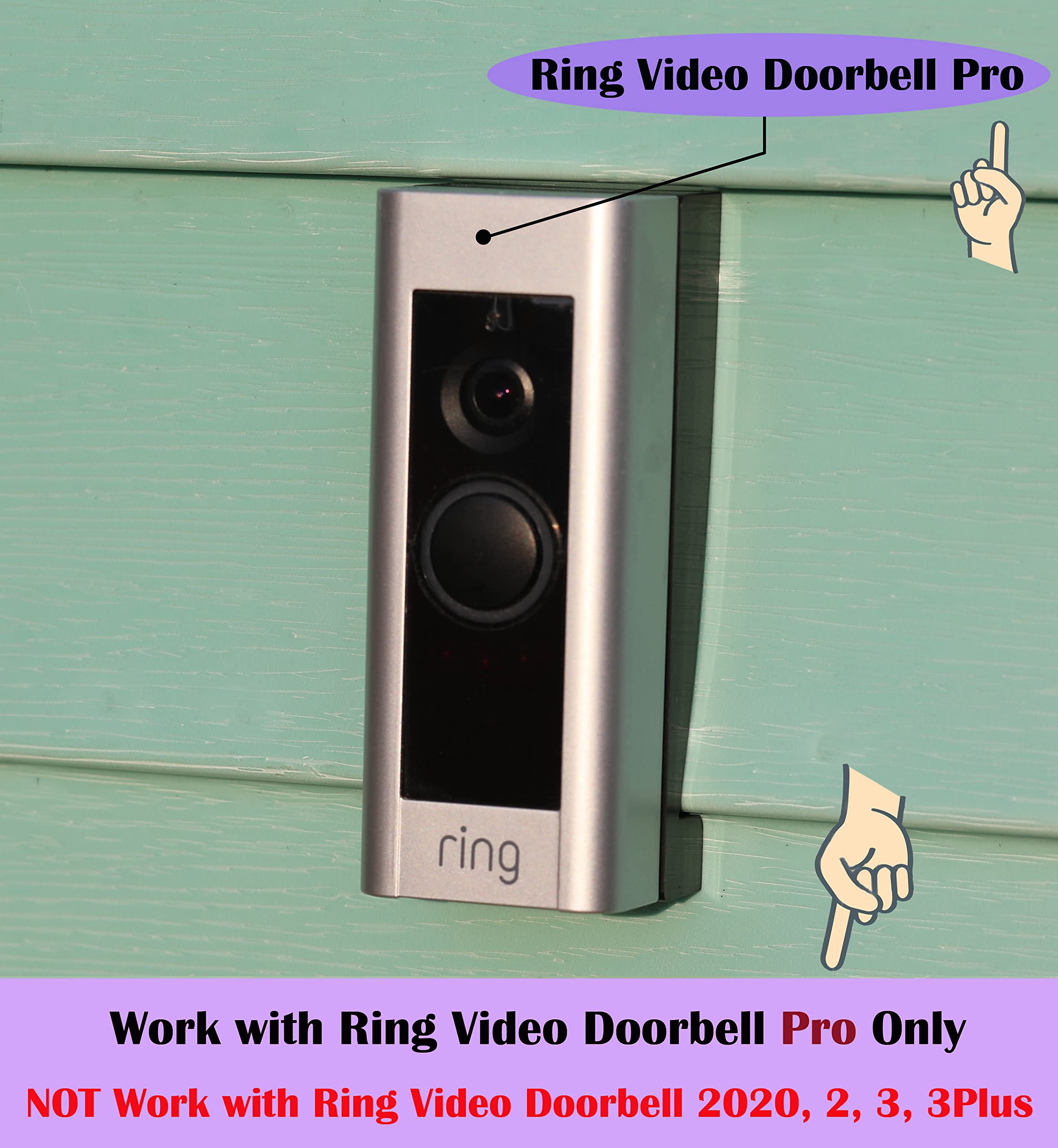 Vinyl Siding Mount Compatible with Ring Video Doorbell Pro, [Only for Pro Version] (4" Standard Vinyl Siding Only,Not for Dutchlap Siding)