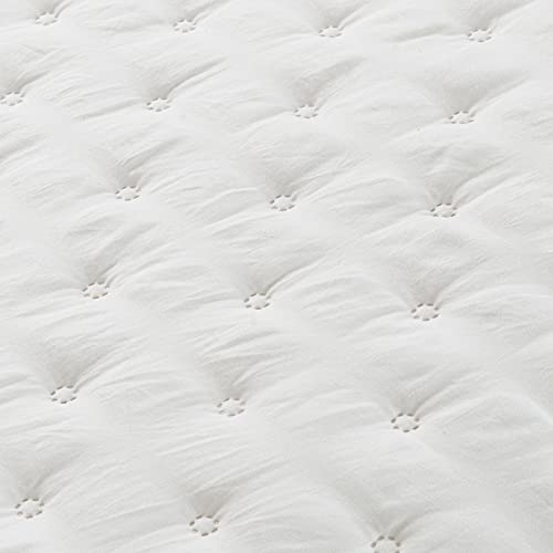 HIARUO 3-Piece Queen Quilt Set - Soft Warm Ultrasonic Reversible Pleated Ruffled Coverlet Bedspread Set (90 x 90 Inch) with 2 Pillow Sham (20 x 26 Inch), White