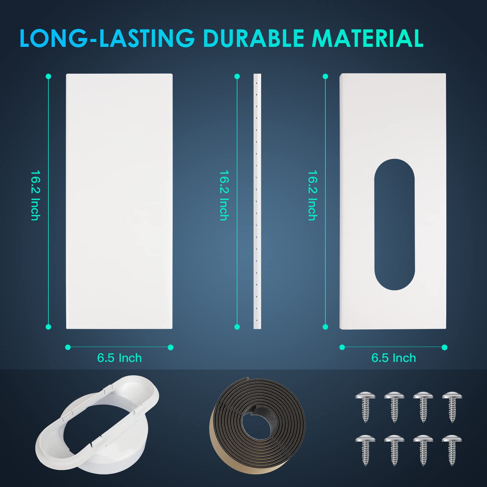 DuraComfort Portable Air Conditioner Window Kit, Sliding Vent Kit with Coupler for 5 Inches Diameter Universal Thread AC Exhaust Hose, Up to 61.8 Inches
