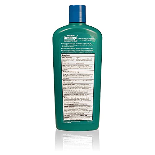 Denorex Therapeutic Dandruff Shampoo + Conditioner, Maximum Itch Relief 10 oz (Pack of 3)