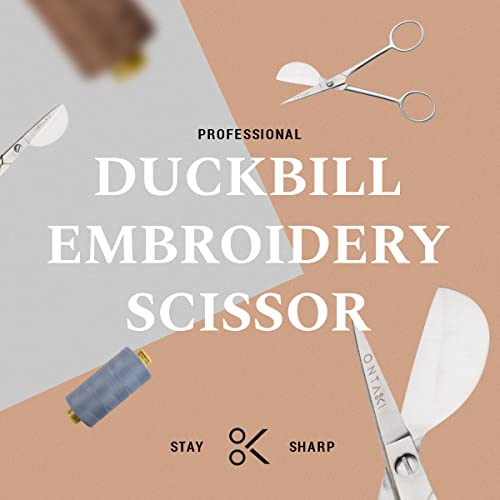 ONTAKI Applique Scissors 4.5" With Duckbill Edge Shaped Paddle For Art, Crafting, Fabric, Thread, Needlework and Embroidery - Versatile Miniature Scissors For Sewing Kit (Silver 4.5β)