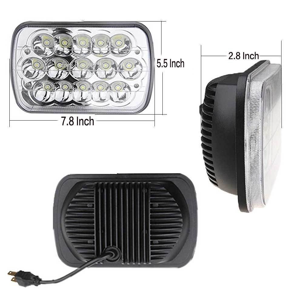 7x6 Inch for Ford E-150 E-250 E-350 LED Headlights Sealed Beam Square Headlamps High Low Double Beam H6014 H6052 H6054 6054 45W 1Pair - 2 Yr Guarantee