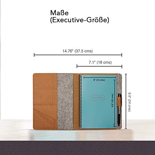 Moonsafari A5 Reusable Notebook Cover & Rocketbook Cover Smart Business Notebook Cover for Everlast, Fusion, Wave, Moleskin and More with Pen Loop & Business Card Holder - Brown,A5/Executive 8.8" x 6"