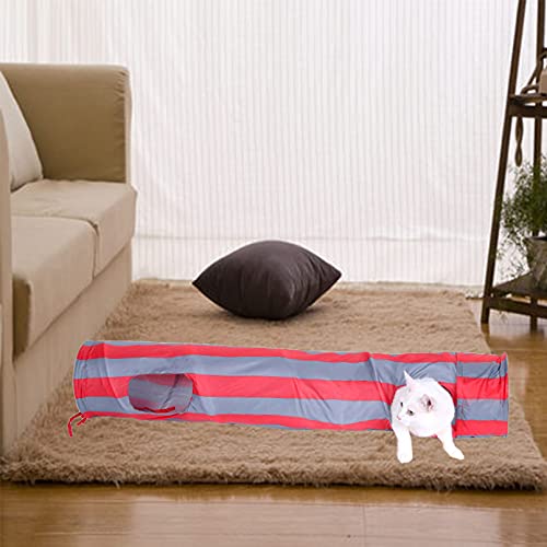 Tfwadmx Bunny Tunnel, Rabbit Tunnels and Tubes, Collapsible Hideaway Small Animal Activity Toys with 3 Grass Ball for Chinchillas Ferrets Guinea Pigs Gerbils Hamsters Rats, Size - 51 x 10 in