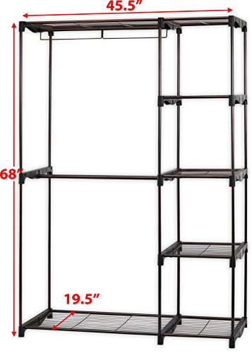 Simple Houseware Freestanding Cloths Garment Organizer Closet with Cover, Dark Gray
