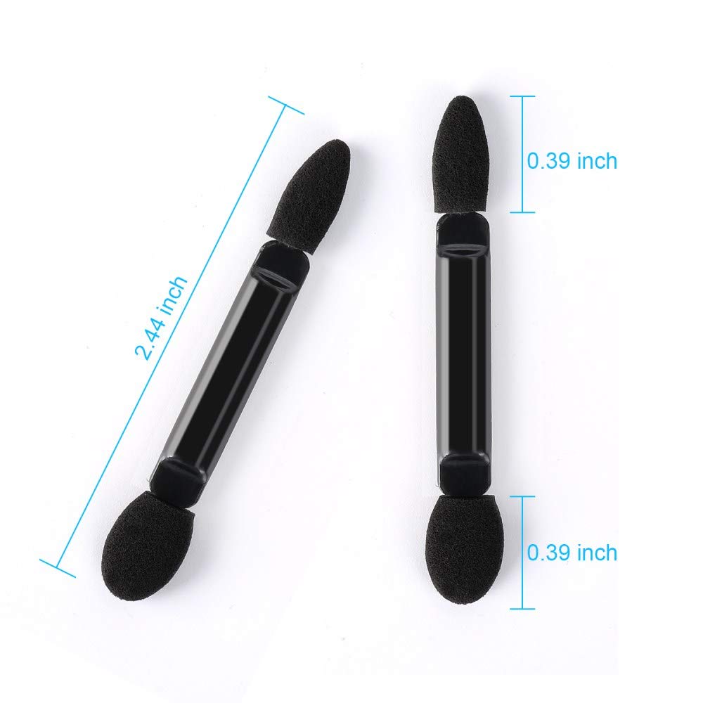 AaKode 50PCS Disposable Double Head Eyeshadow Sponge Brushes Cosmetic Tool, Professional Dual Sides Eyeshadow Brushes Makeup Applicator(Size: 2.44 inch, Color: Black)
