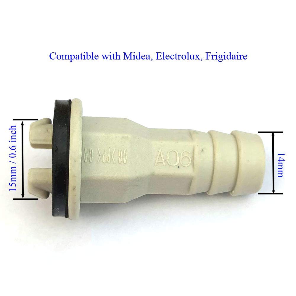 5 Pack 15 mm AC Drain Hose Adapter with Rubber Ring for Midea Mini-Split and Window AC Unit. Universal Drain Hose Connector Fitting Compatible with Frigidaire Electrolux Room Air Conditioner, 0.6 Inch