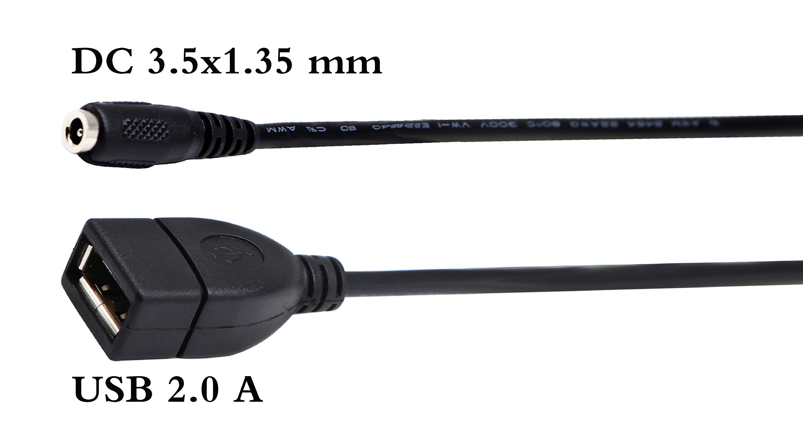 zdyCGTime USB 2.0 AFemale to DC 3.5x1.35mm Female Adapter Cable 5 Volt DC Barrel Power Jack Charging Cable for Tablet, Electronic Dog, Access Control Attendance (28CM/11inch F/F, DC 3.5x1.35mm-2packs)