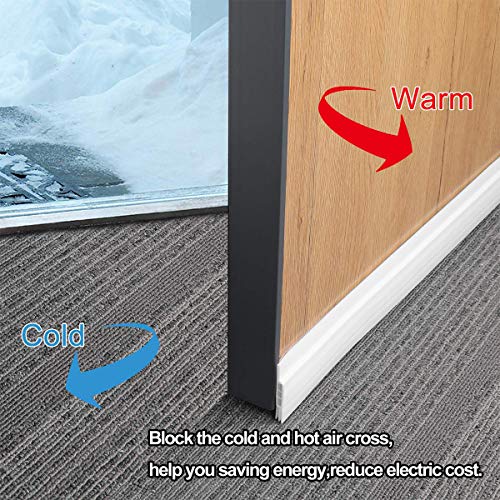 Suptikes 2 Pack Door Draft Stopper,Door Sweep for Exterior & Interior Doors,Door Bottom Seal Dust and Noise Insulation Weather Stripping Draft Guard Insulator, 1-4/5" W x 37" L,White