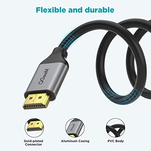 QGeeM 8K HDMI Cable 6FT 48Gbps Ultra High Speed HDMI Cord,Compatible with Apple TV,Roku,Samsung QLED,Sony LG,Nintendo Switch,Playstation,PS5,PS4,Xbox One Series X,Ultra HD HDMI 2.1 Cable