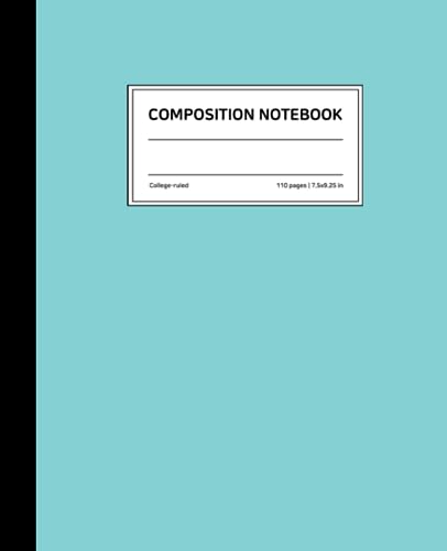 Aqua Light Green Composition Notebook : College Ruled, 7.5 Ć 9.25 Inches, Glossy Cover, 110 Pages: Assorted Colors comp journal for school student, college