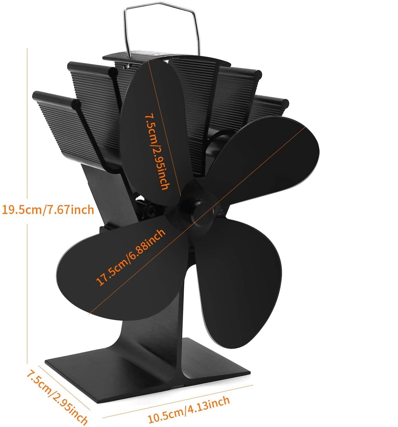Cheffort Fireplace Fan Heat Powered Stove Fan 4 Blade Wood Stove Fans Aluminium Silent Eco-friendly for Wood Log Burner Fireplace
