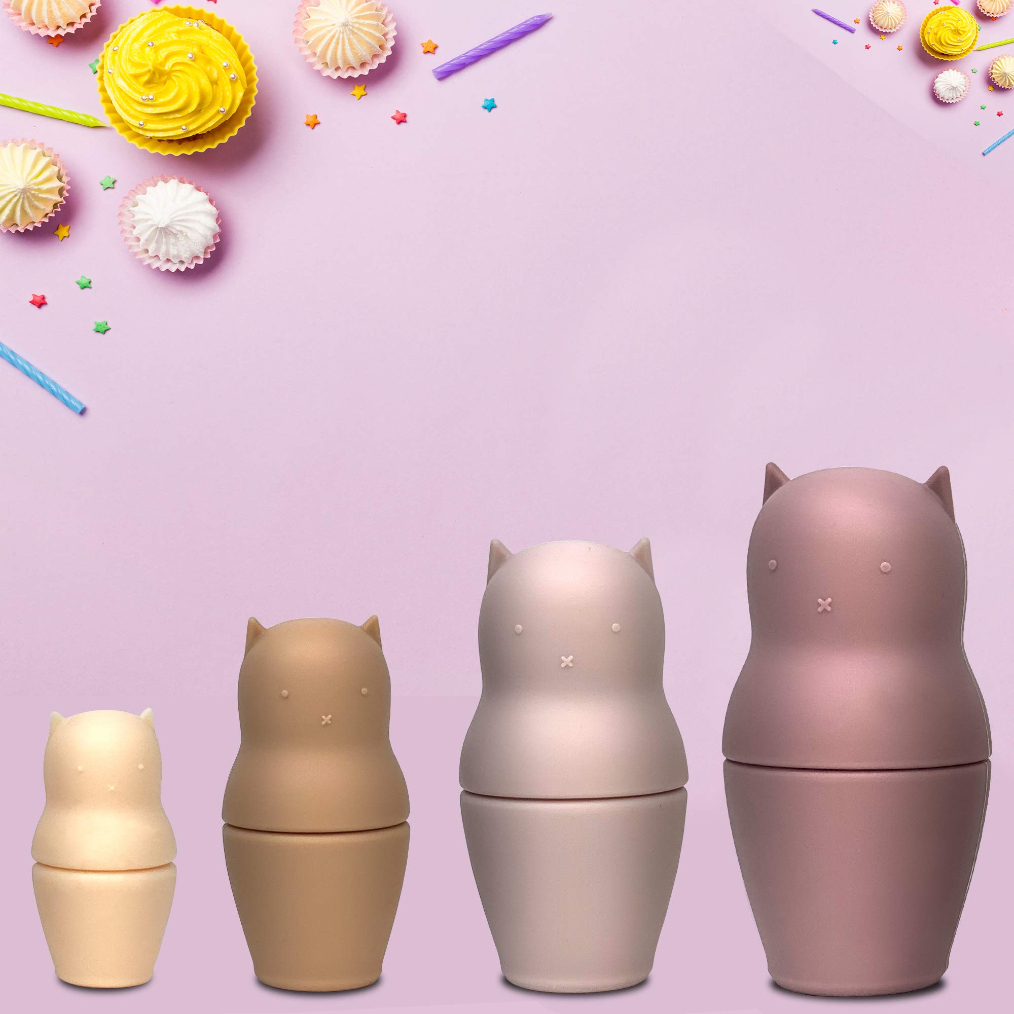BraveJusticeKidsCo. Hide N Seek Toddler (3+) Silicone Stacking Nesting Dolls Toy: Kozy Kittens