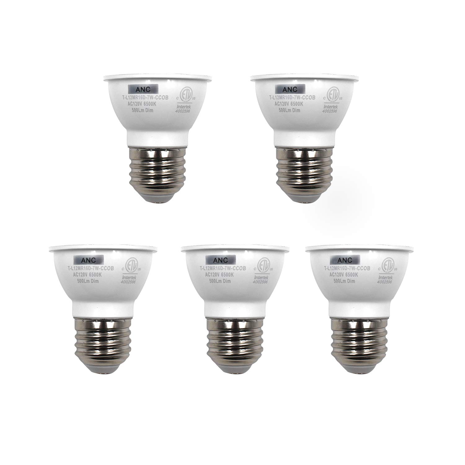 ANC PAR16 LED Bulb Dimmable Spotlight Bulb 7W LED Bulbs(50W Halogen Bulbs Equivalent),500 Lumens 6500K Cool White 35° Beam Angle Spot Bulb 5 Pack