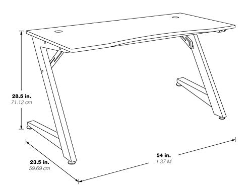 OSP Home Furnishings Beta Battlestation Gaming Desk with Bluetooth RGB LED Lights, Matte Black