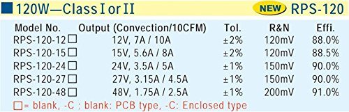 Medical 120W 24V 5A RPS-120-24-C Meanwell AC-DC Single Output RPS-120 Series MEAN WELL Switching Power Supply