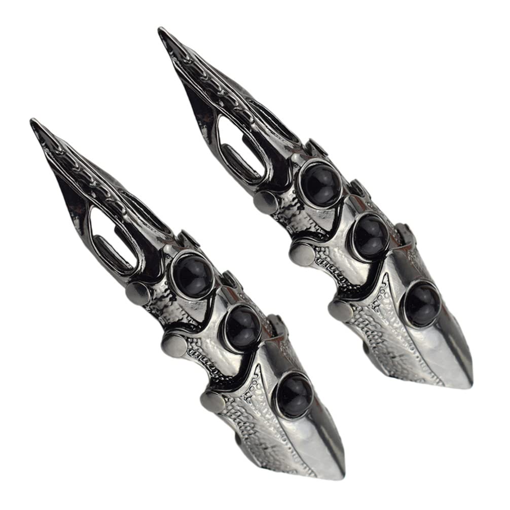 4pcs Punk Knuckle Ring, Finger Armor, Full Finger Open Ring, hip Hop Rings, Exaggerated Finger Rings Hinged Activity Ring Gothic Finger Rings Decoration
