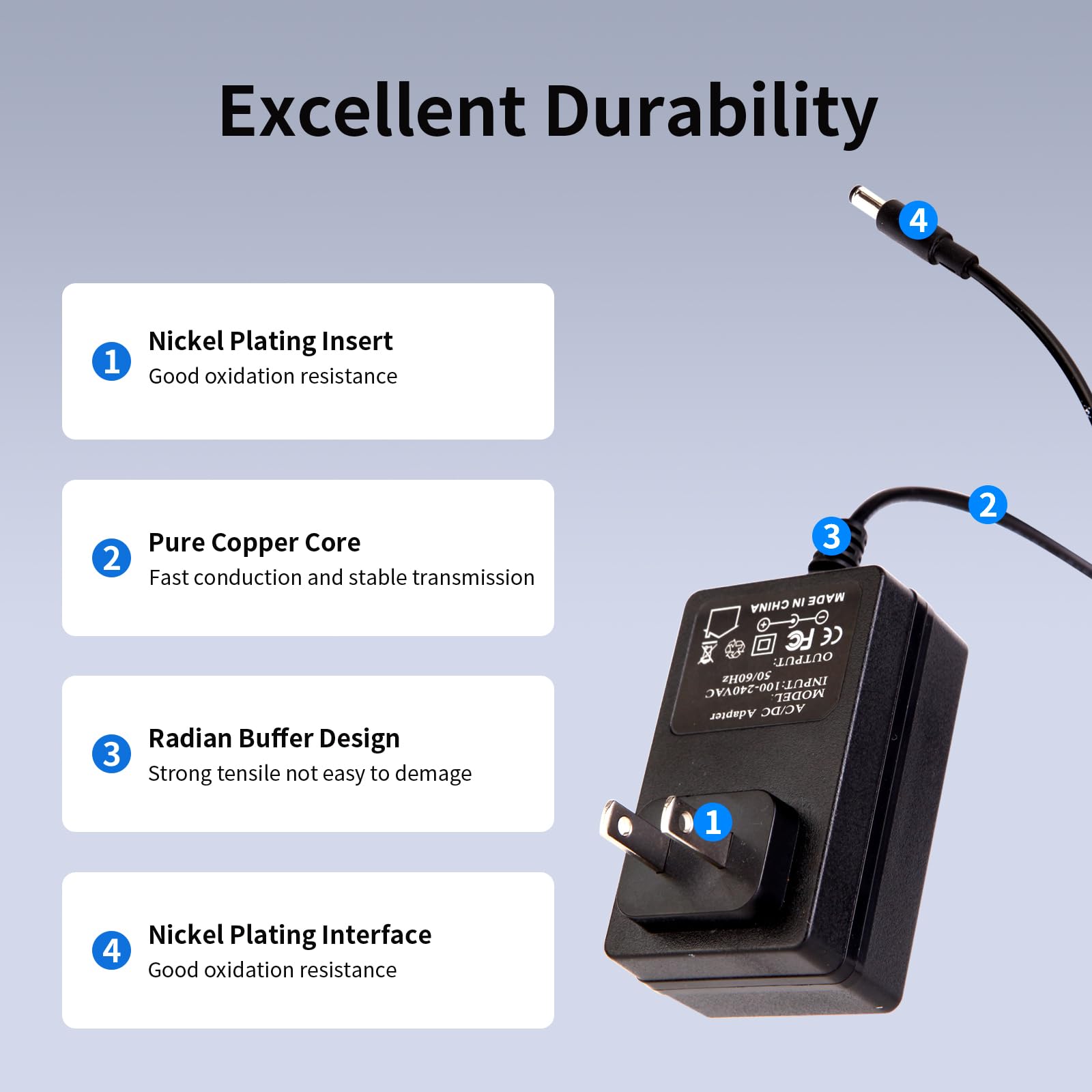 5V 2A 1A AC Adapter Power Supply Charger DC in 5Volt 2 Amps Regulated Switching Power with 8 Interchangeable Jacks