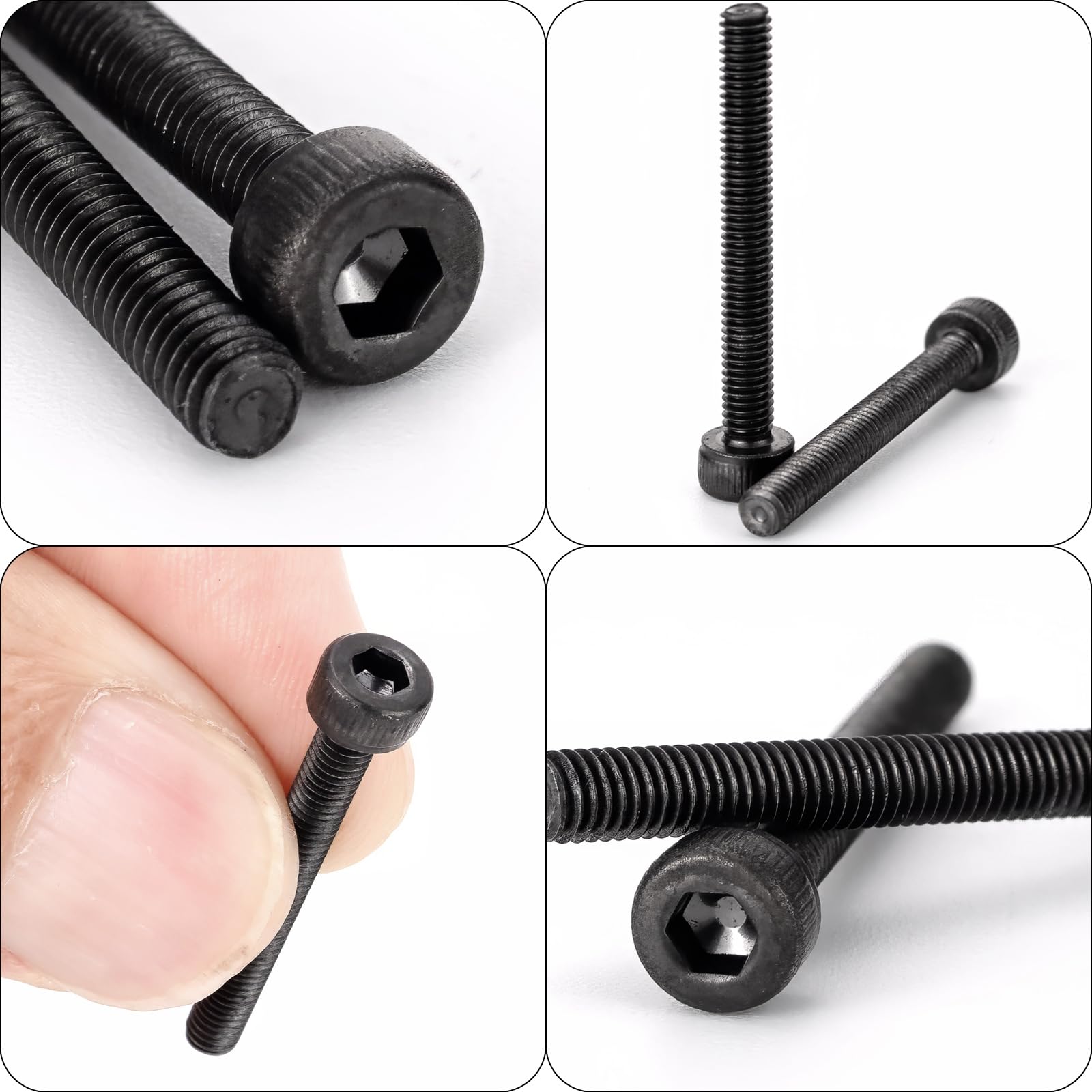 jiuwu 50Pcs M3 x 25mm Socket Head Screw,Thread Pitch 0.5 mm Alloy Steel 12.9 GradeHex Socket Button Head Cap Screws Bolts Kit, Black Oxide Finish