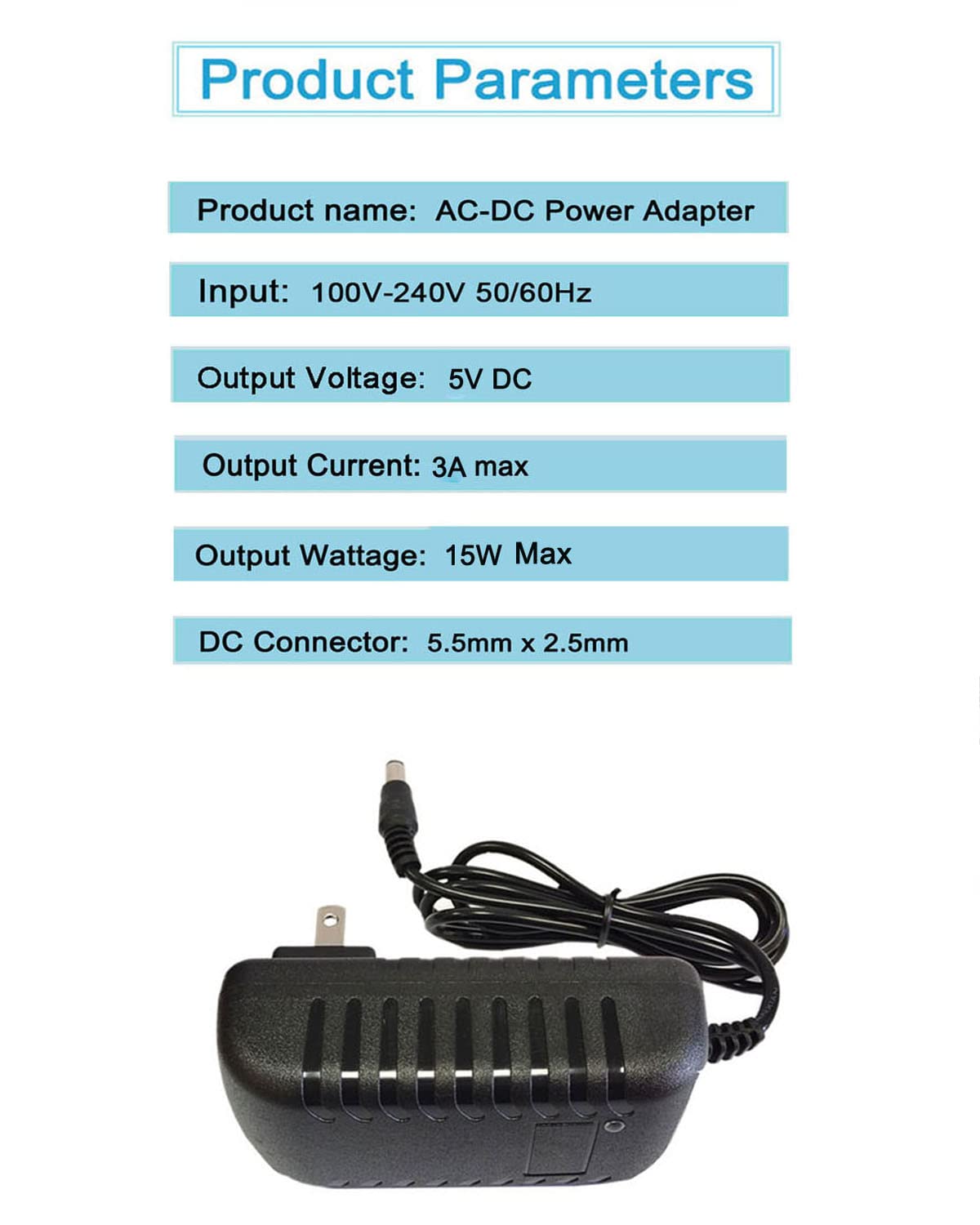 5V 3A 15W Power Supply Adapter AC/DC Adapter 5V Power Cord 100V-240V AC to DC 5Volt 3A 2A 1A Power Adapter Transformers USB 8 Tips 5.5x2.1mm 4.0x1.7mm 3.5x1.35mm 3.0x1.1mm 2.5x0.7mm Micro-USB