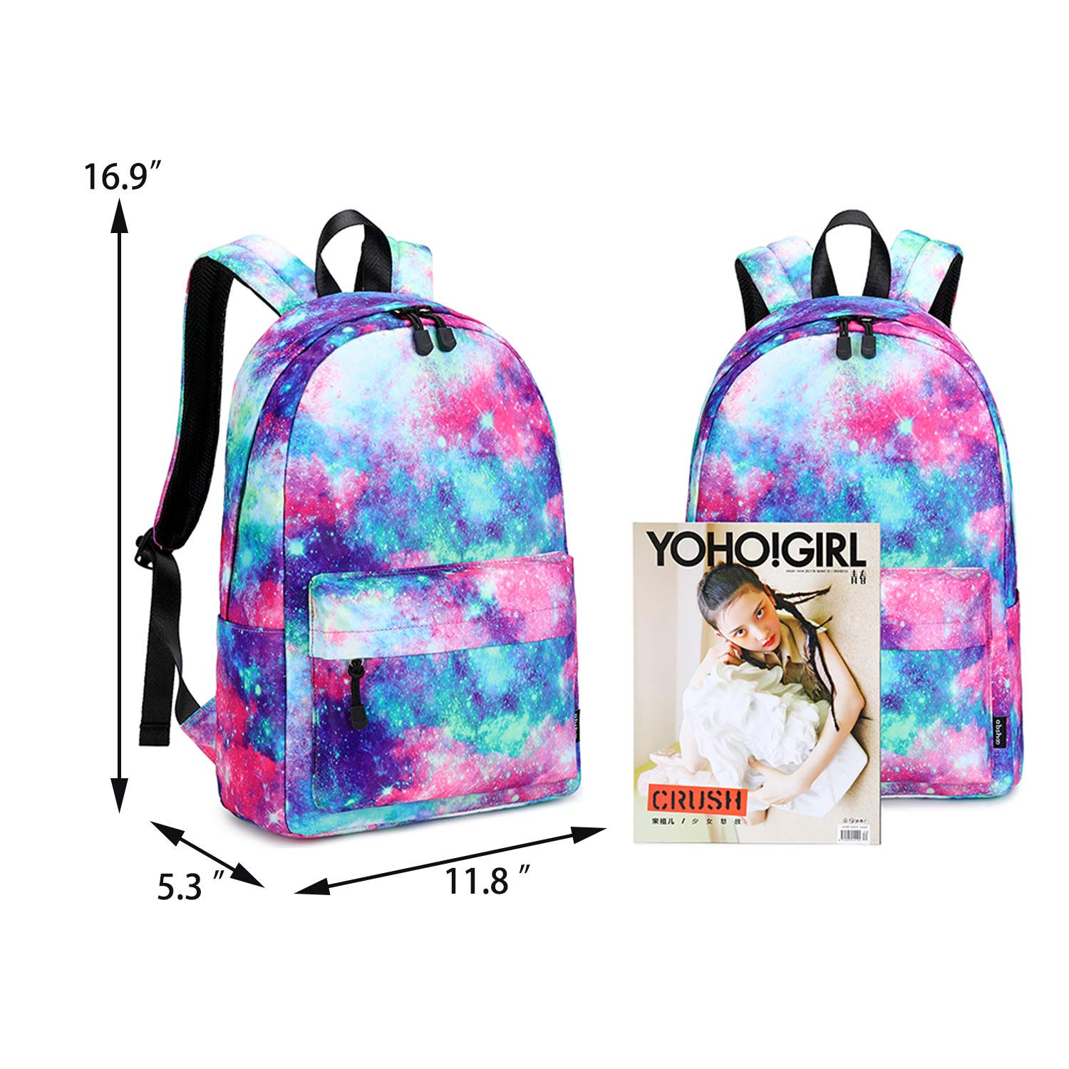 abshoo Lightweight Water Resistant Backpacks for Teen Girls School Backpack with Lunch Bag (Galaxy A Set)