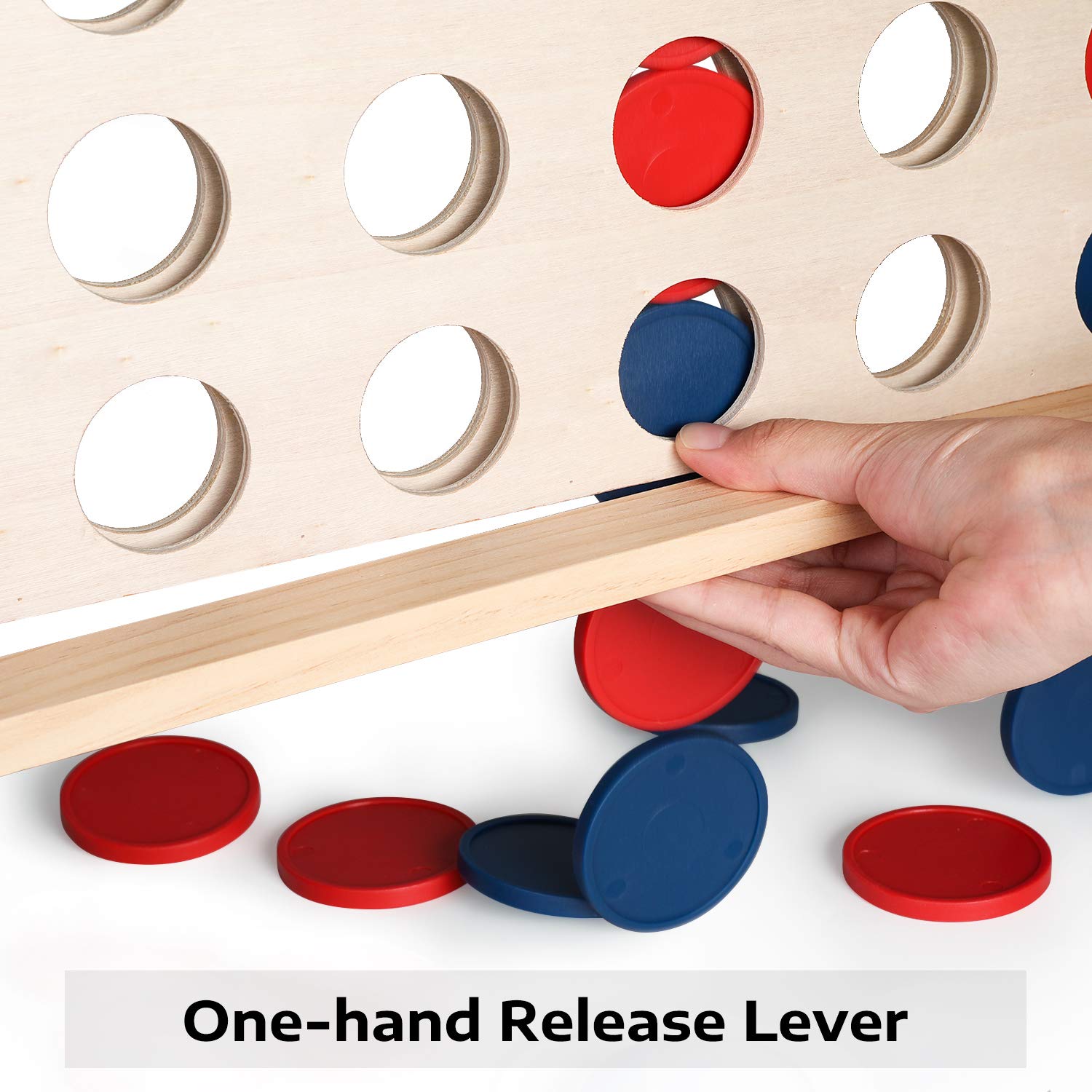 A11N 4-in-a-Row Game with Carrying Bag | 20x20 inch Board | Premium Wooden 4 Connect Game for Family Fun