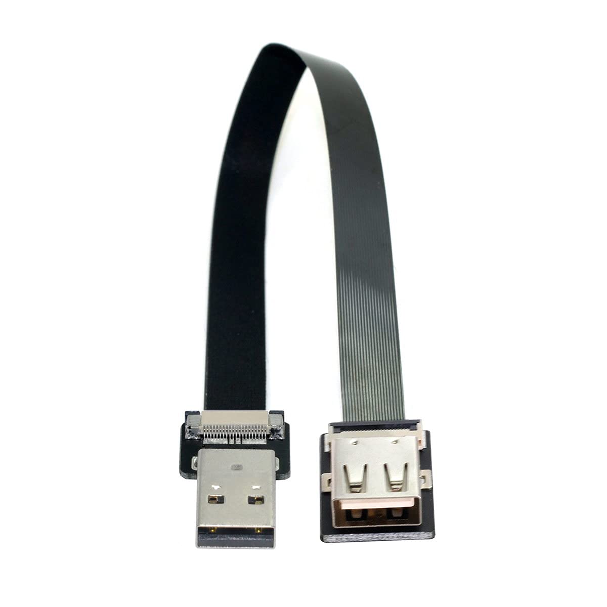 cablecc USB 2.0 Type-A Male to Female Extension Data Flat Slim FPC Cable for FPV & Disk & Scanner & Printer 20CM